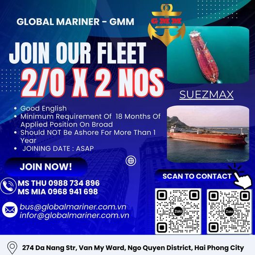 SƠ TUYỂN THUYỀN VIÊN : THUYỀN PHÓ 2 – KHỐI TÀU DẦU THÔ ( SUEZMAX ...