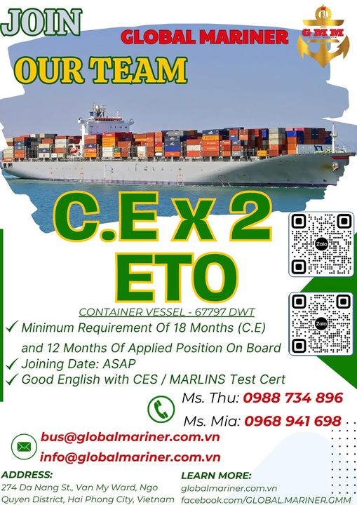 SƠ TUYỂN NHÂN LỰC HÀNG HẢI : BỘ PHẬN MÁY – TÀU CHỞ CONTAINER ...